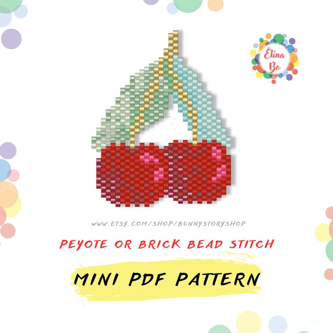 Red Cherry Peyote Bead Pattern for Earrings or Brooch Pin ...