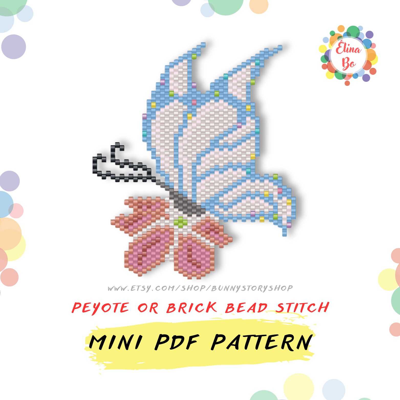 Peyote Stitch Pattern for Beading Butterfly on a Flower for Earrings or ...