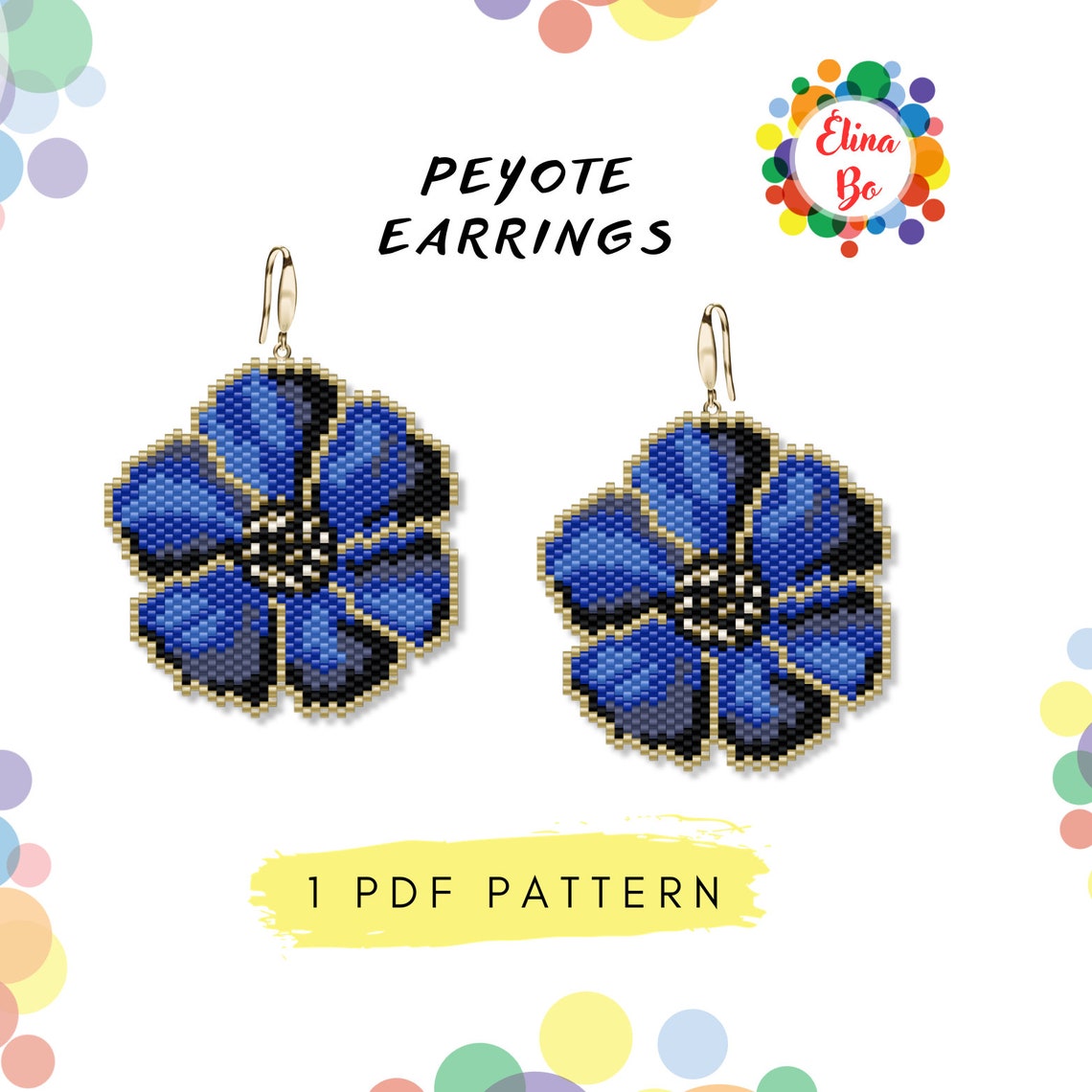 Blue Ranunculus Flower Bead Pattern for Earrings or Brooch Pin - Etsy