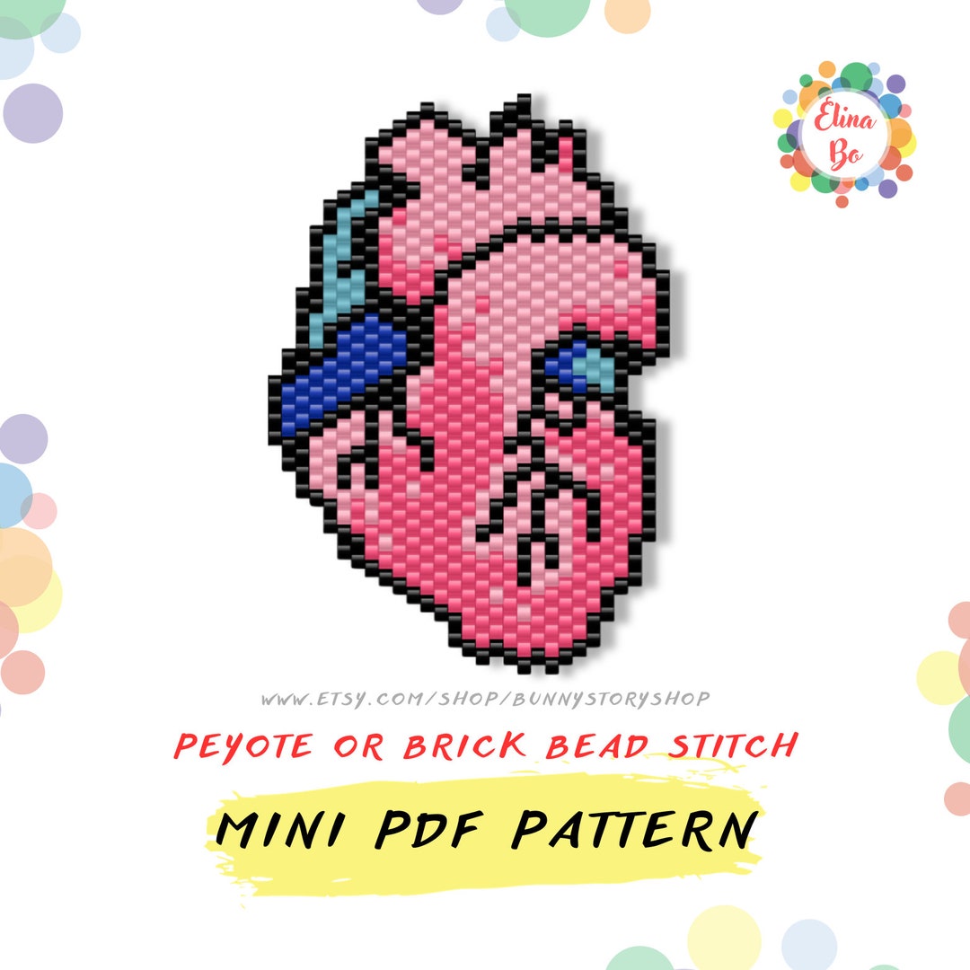 Heart Bead Pattern for Earrings or Brooch Pin - Minimalistic Weaving ...