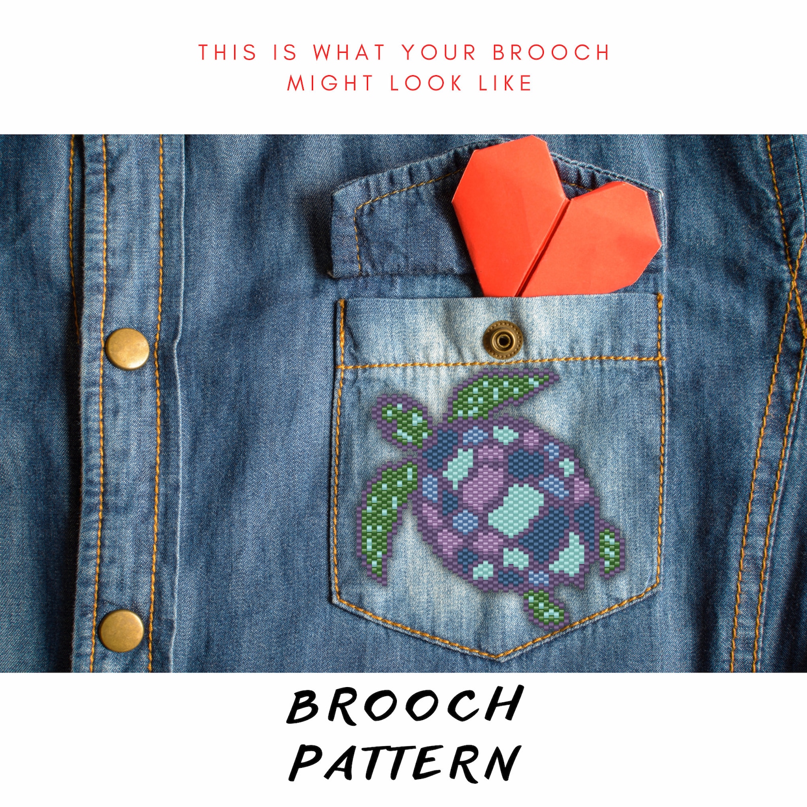 Sea Turtle Bead Pattern for Earrings or Brooch Pin, Miyuki Seed Beads ...