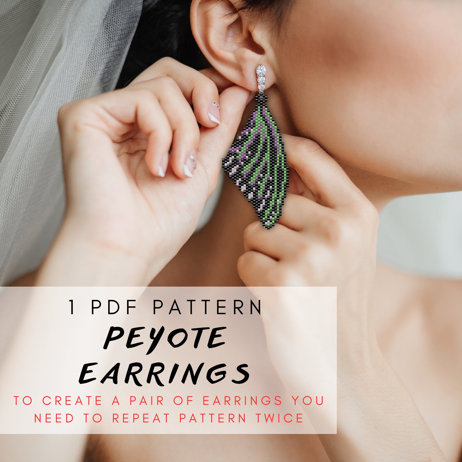 Peyote Stitch Pattern for Beading Butterfly Wing for Earrings or Brooch ...