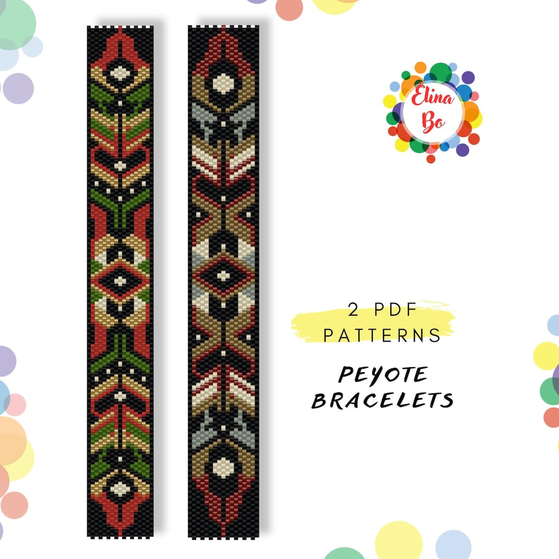 Indian Stripe Peyote Bead Pattern for Bracelet - Native Inspired ...