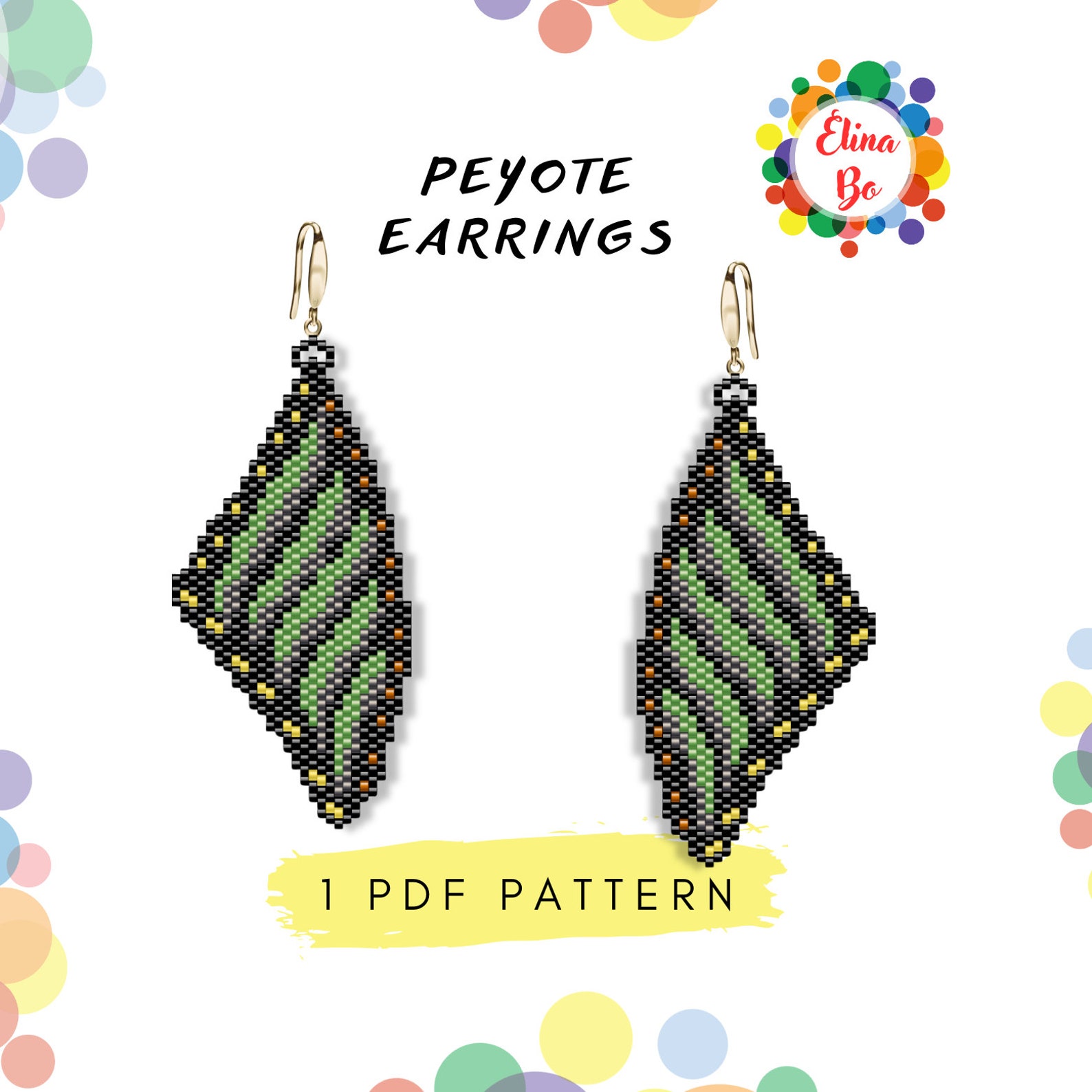 Peyote Stitch Pattern for Beading Butterfly Wing for Earrings or Brooch ...