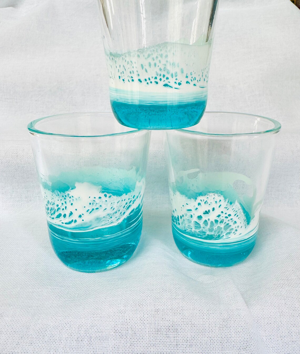 Handcrafted Resin Ocean Scene Shot Glass: Coastal Barware Beach House ...