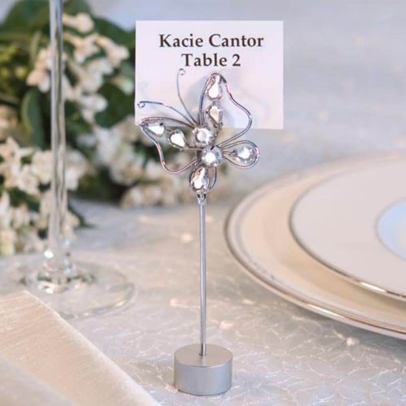 Chrome Butterfly Design Place Card Holder - Etsy