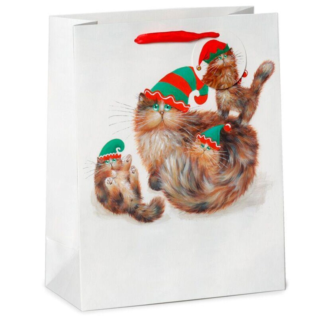 Kim Haskins Cats Christmas Elves Gift Bag - Large - Etsy