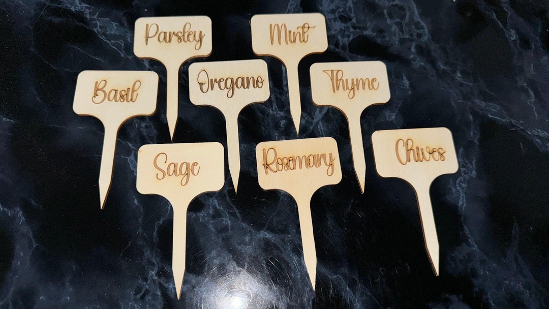 Personalised Wooden Herb Plant Labels / Markers, Set of 8 - Etsy