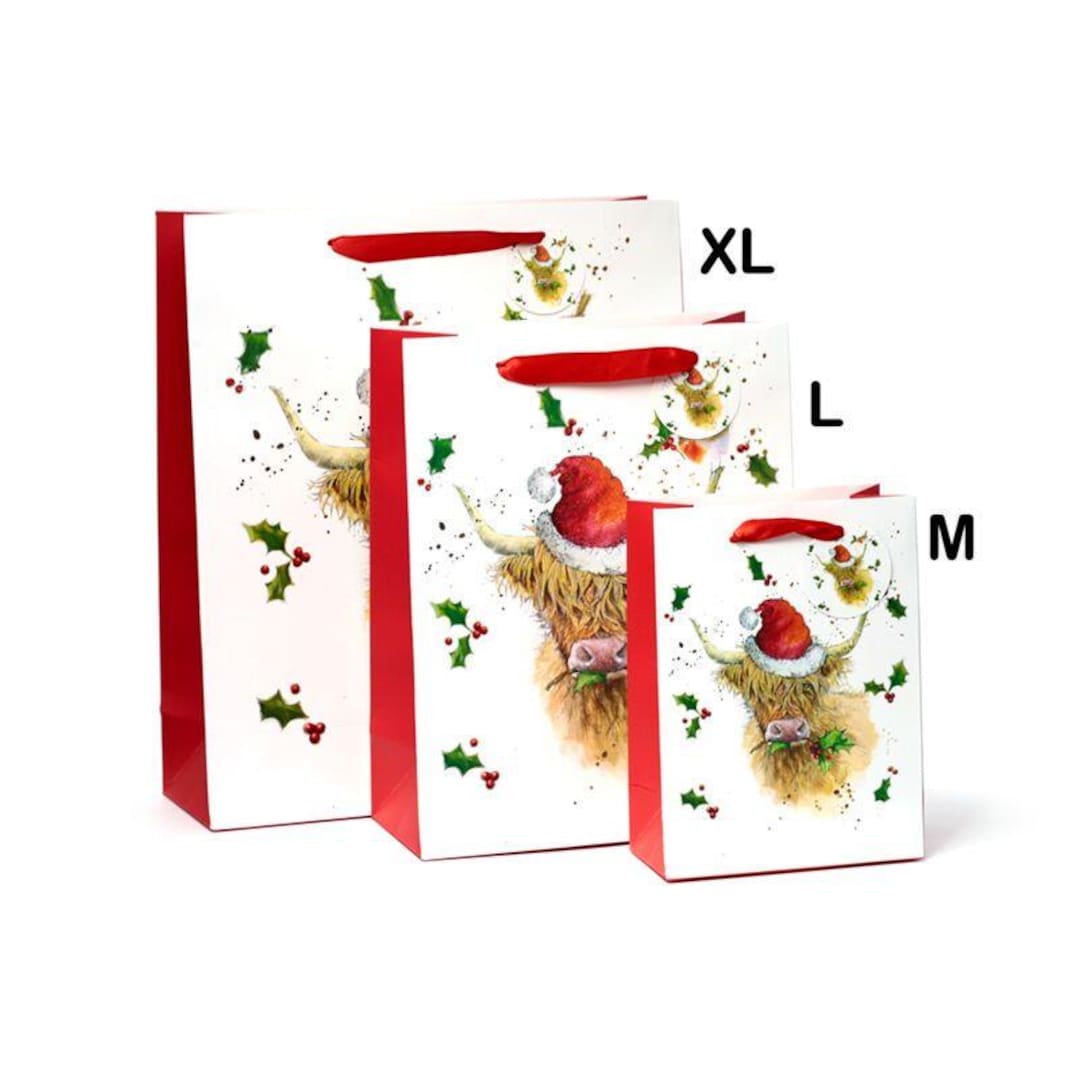Jan Pashley Christmas Highland Coo Gift Bag - Medium, Large & Extra ...