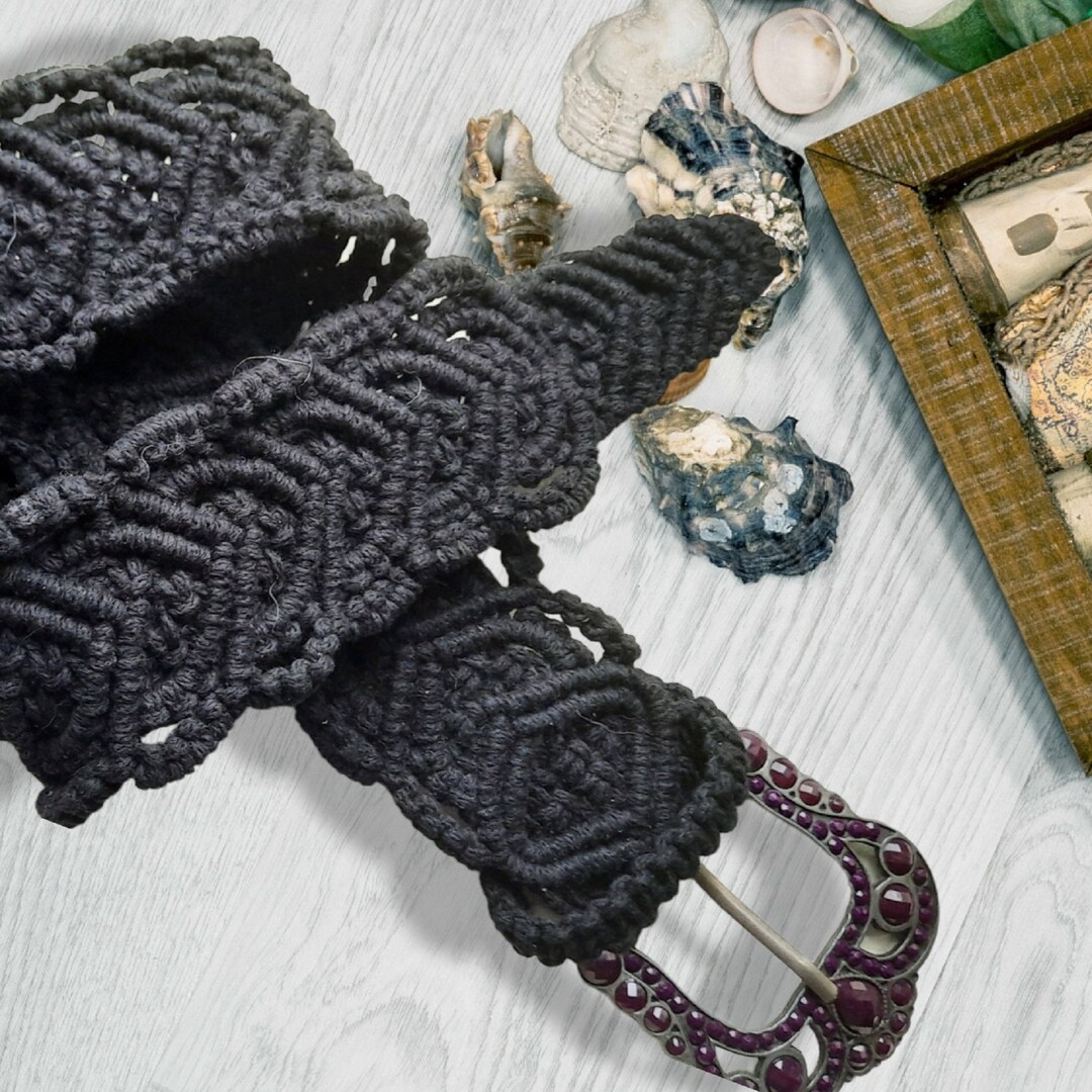 Macrame Belt Boho Style. Macrame Black Belt. - Etsy