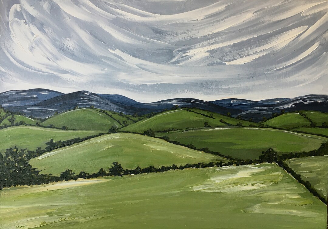 Dromara Hills - County Down, Northern Ireland Original Acrylic Canvas ...