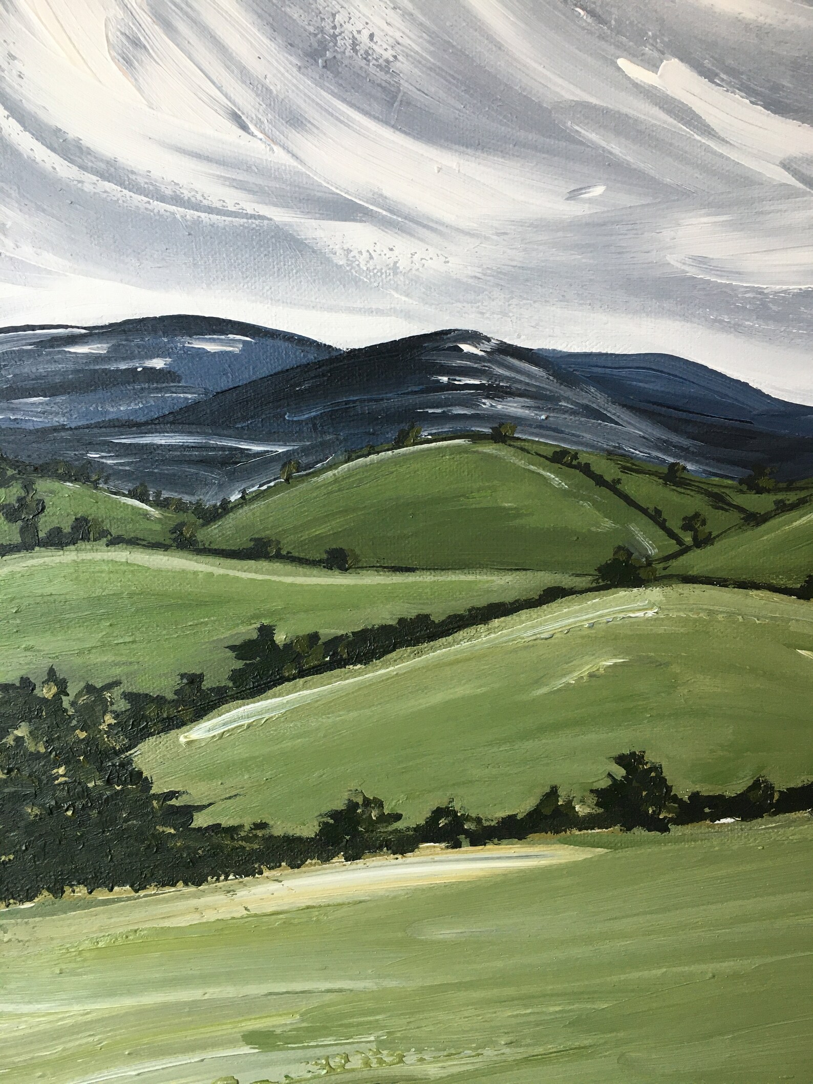 Dromara Hills - County Down, Northern Ireland Original Acrylic Canvas ...