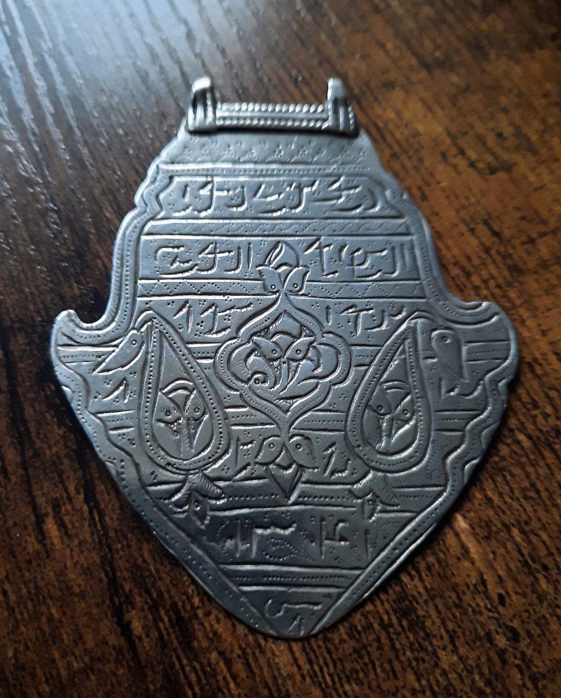 Ancient Central Asian Talisman, Silver Amulet. Hand Engraved Lucky ...
