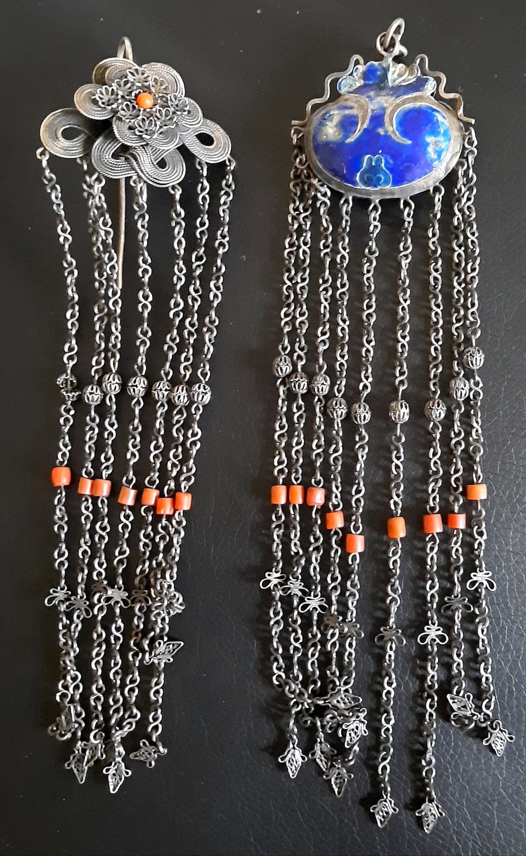 Ancient Chinese Earring in Enamelled Silver. the Specimen is Single. - Etsy