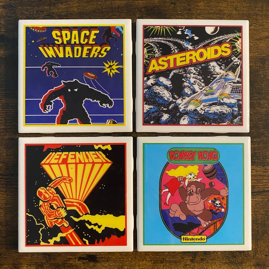 Classic 80's Arcade Video Game Coasters - Series 2 - Space Invaders ...
