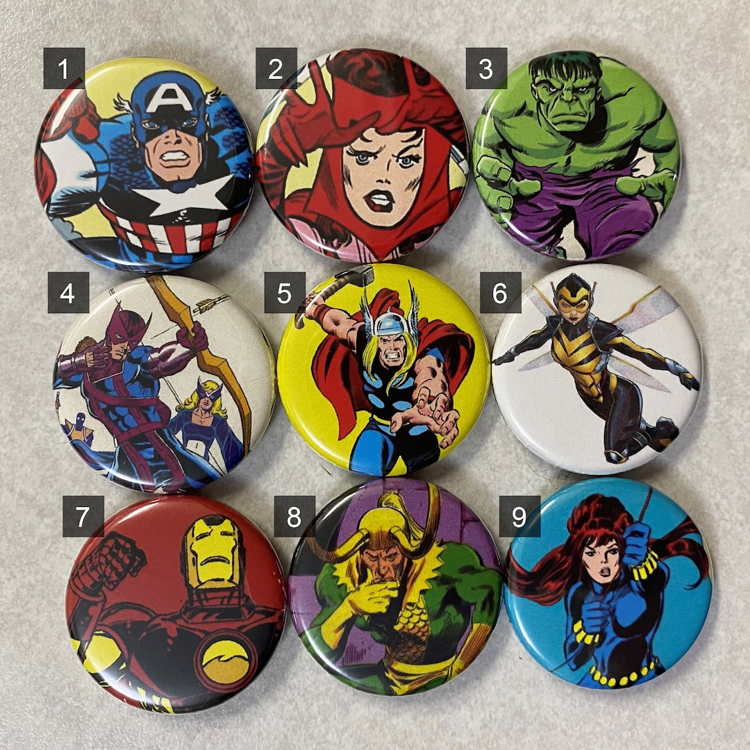 Marvel Comic Characters 1.25" Pins or Magnets - Choose From 52 ...