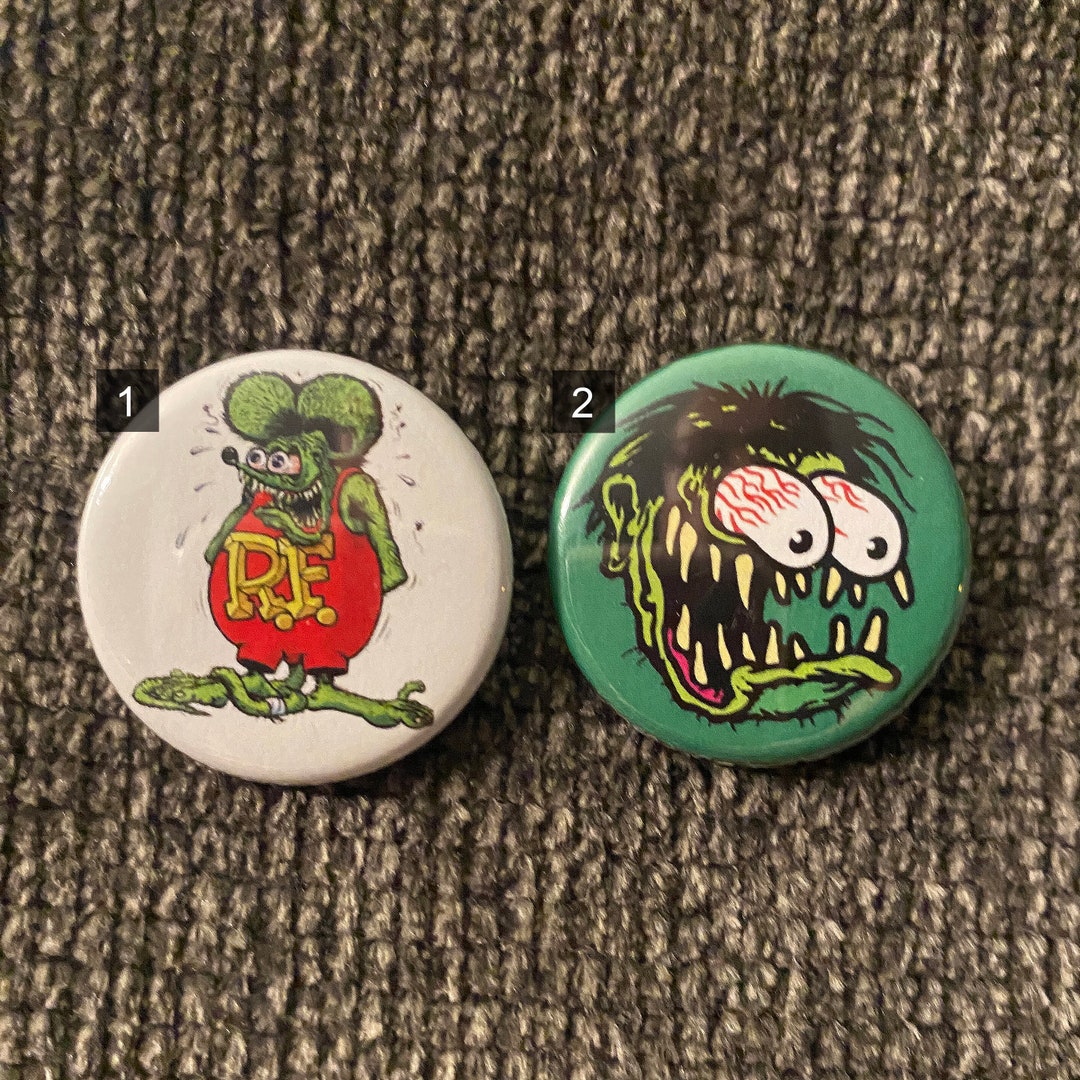 Vintage Hot Rod Art 1.25" Pins or Magnets - Rat Fink, Bug Eyes - Etsy