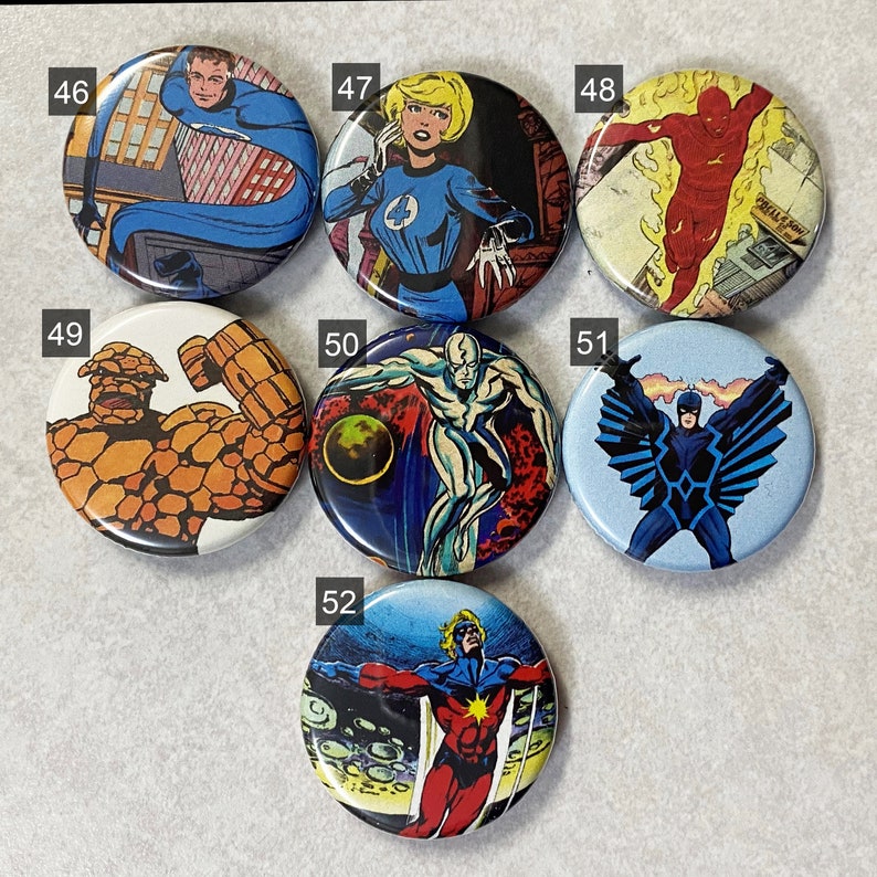 Marvel Comic Characters 1.25" Pins or Magnets - Choose From 52 ...