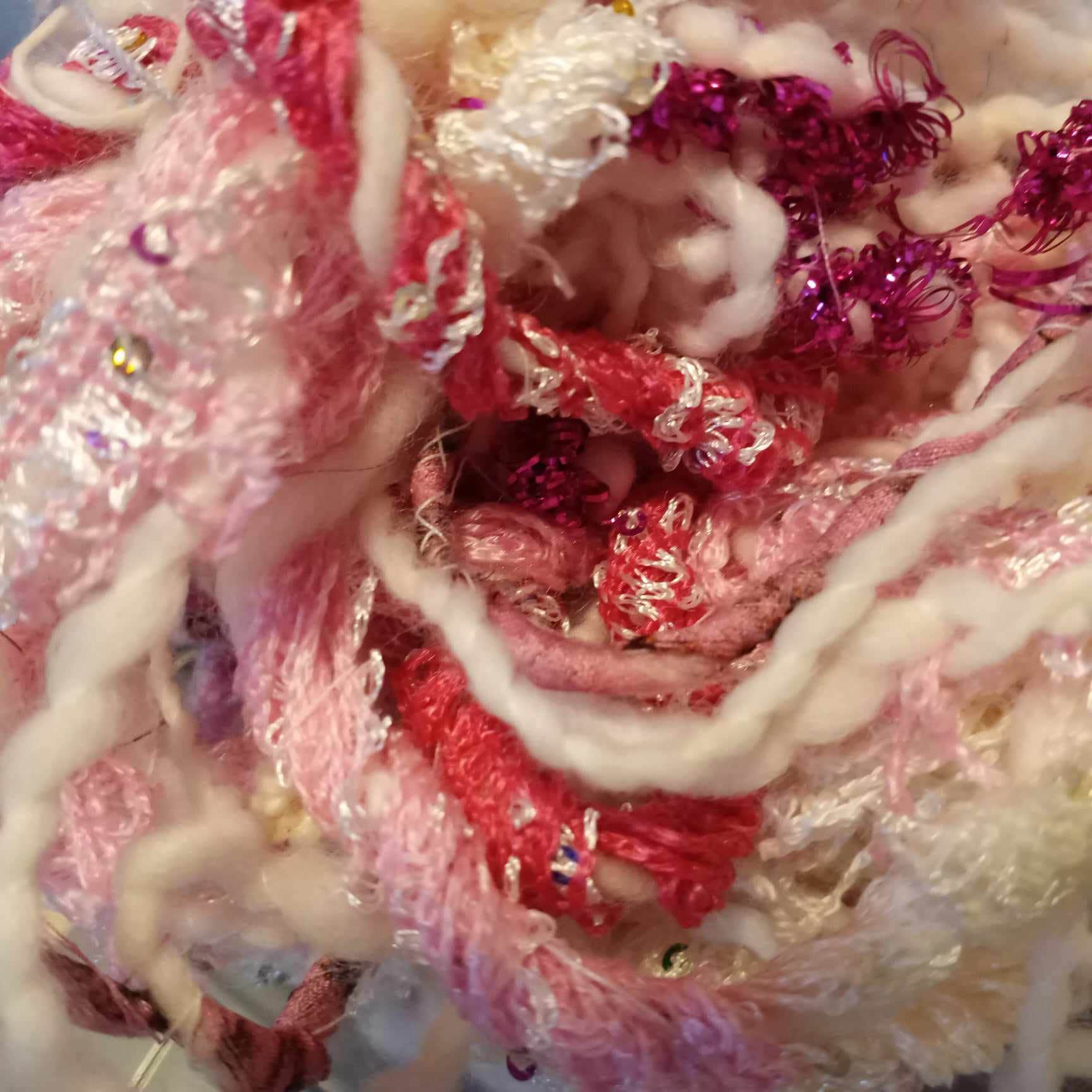 Handspun Yarn in Pink, 32 Yards of Chunky Fun Pink, Magenta, Ivory ...