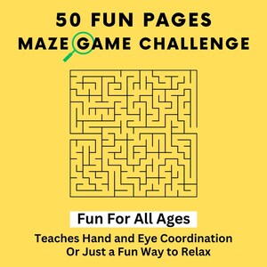 50 Fun Pages of Maze Challenges for Kids and Adults, Mazes for Kids ...