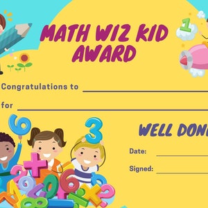 Math Whiz Kid Certificate, Building Confidence in Kids, Certificate of ...