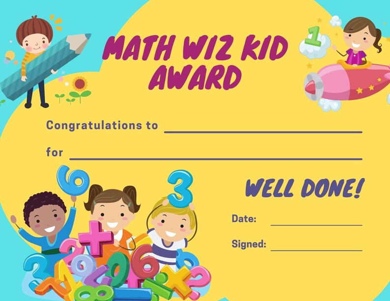 Math Whiz Kid Certificate, Building Confidence in Kids, Certificate of ...
