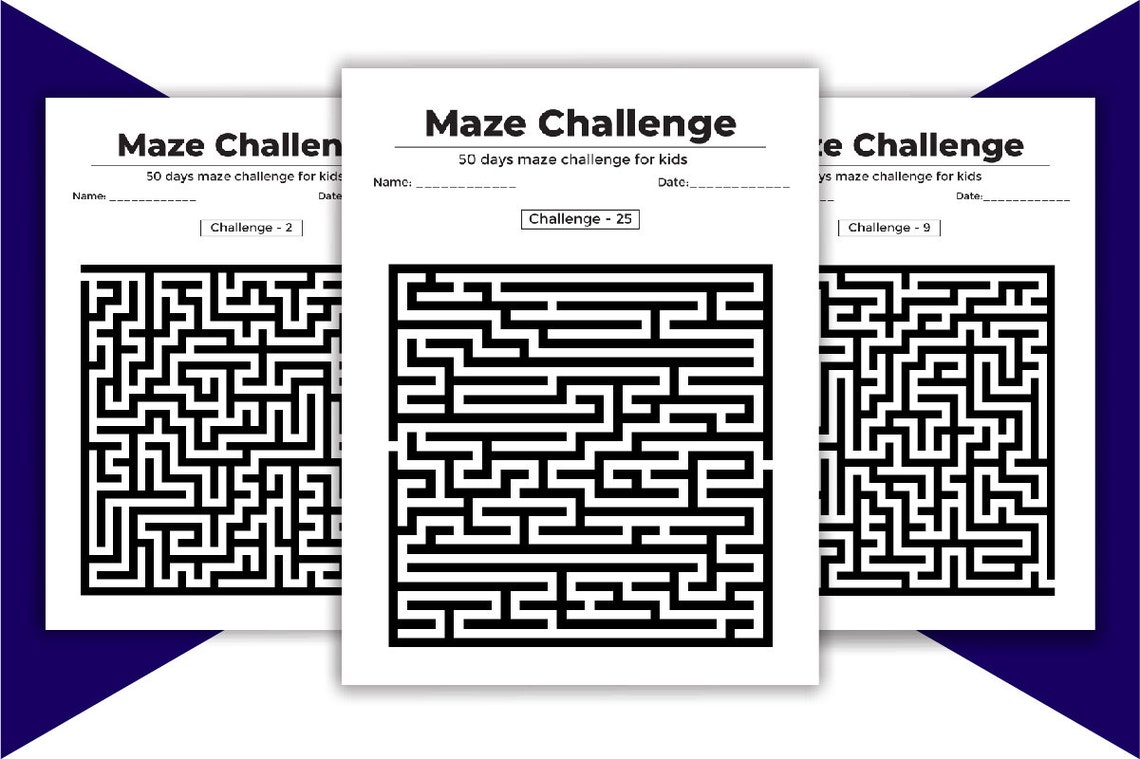 50 Fun Pages of Maze Challenges for Kids and Adults, Mazes for Kids, Mazes for Adults to Relax ...