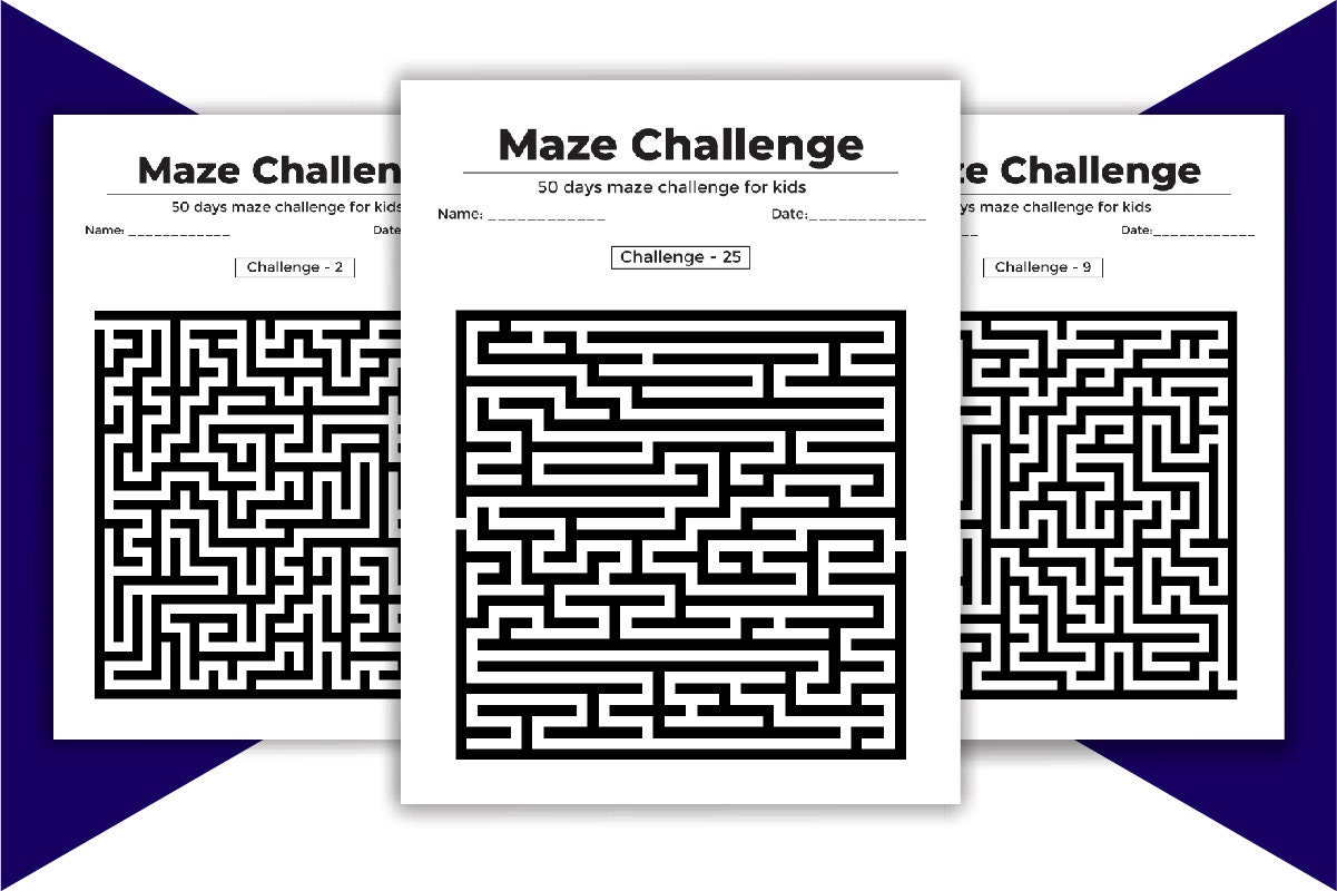 50 Fun Pages of Maze Challenges for Kids and Adults, Mazes for Kids ...