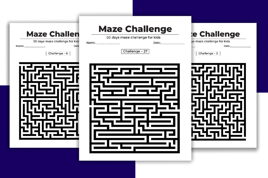 50 Fun Pages of Maze Challenges for Kids and Adults, Mazes for Kids ...