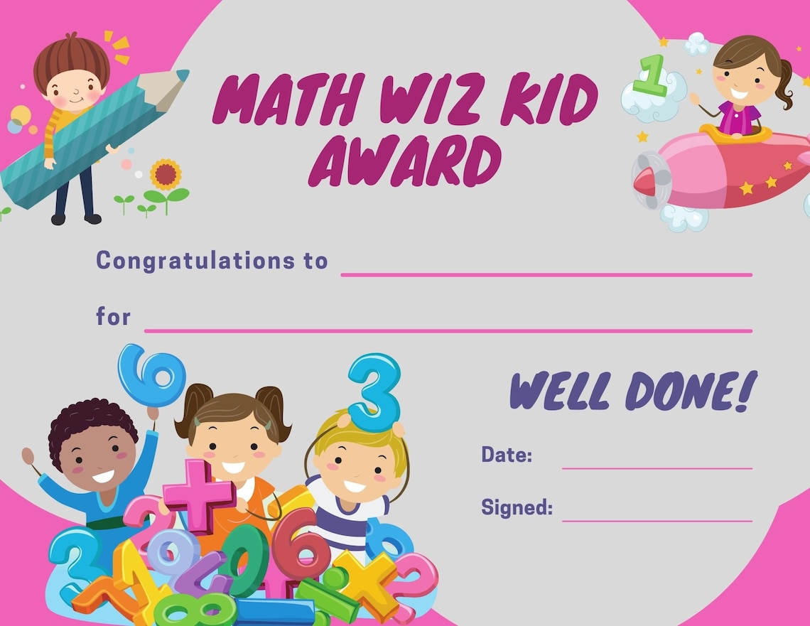 Math Whiz Kid Certificate, Building Confidence in Kids, Certificate of ...