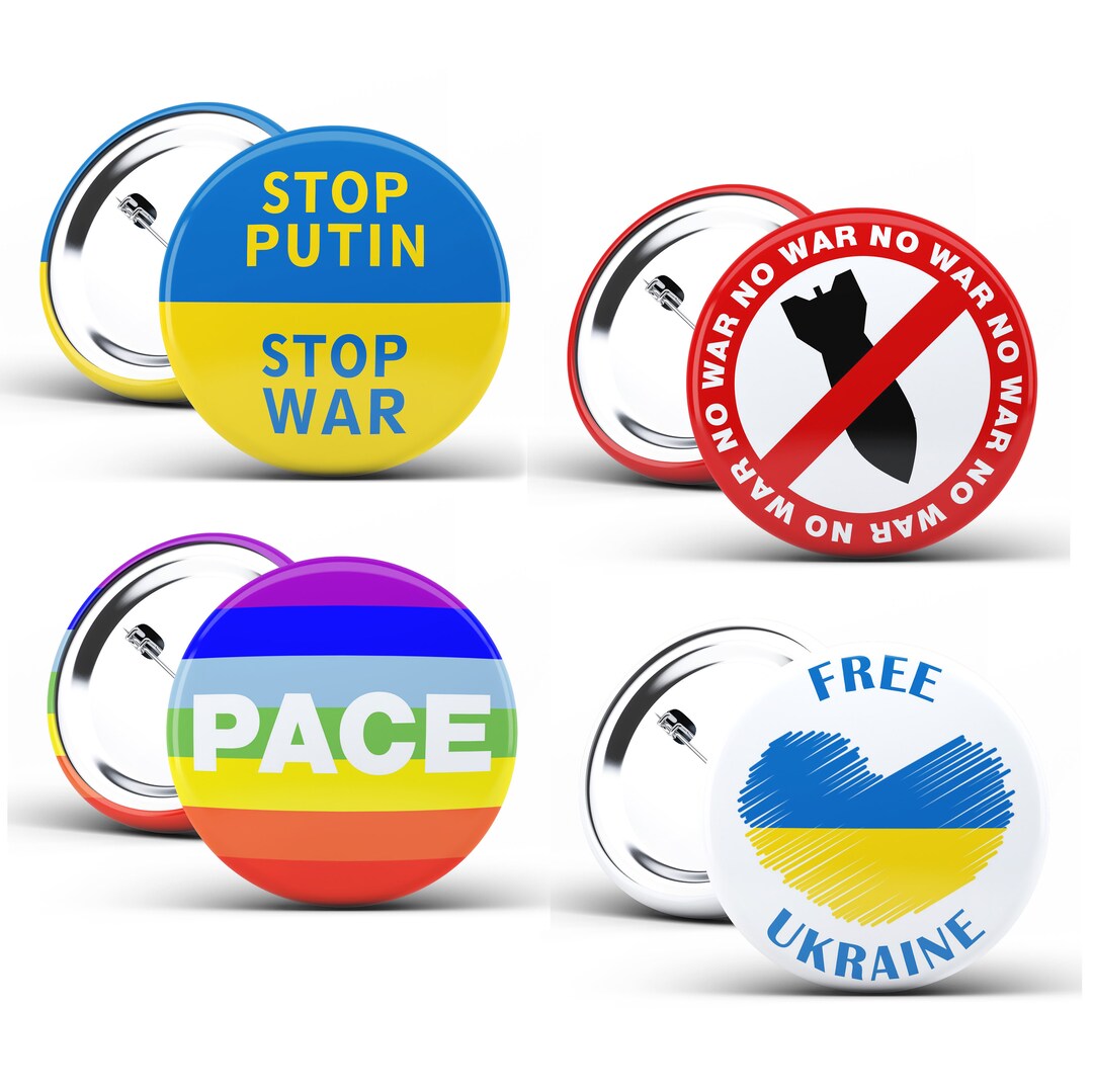 4 Pins NO WAR No to War Stop War Force Ukraine Ukraine Flag Russia ...