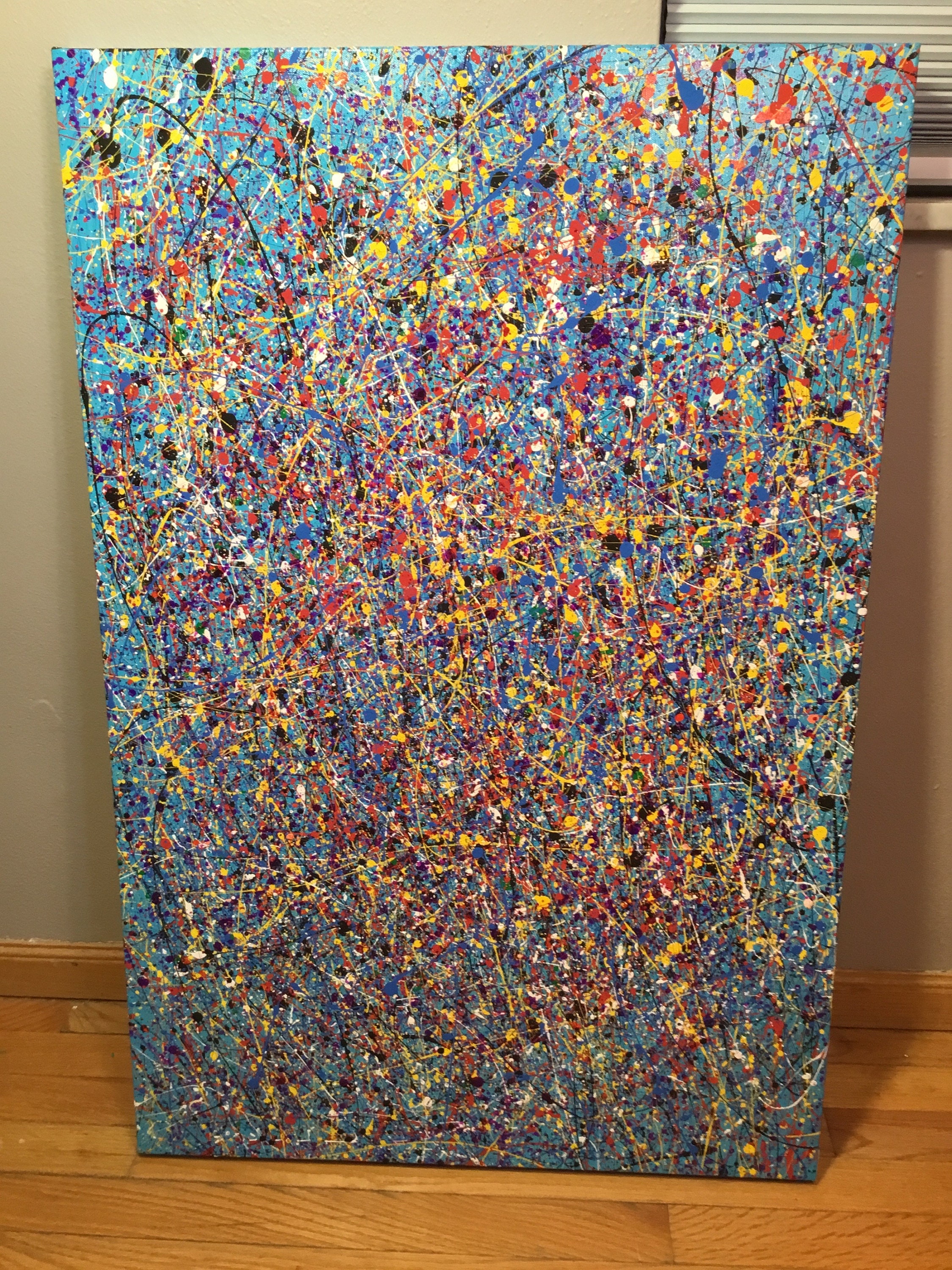 Jackson Pollock Style Painting on Canvas, 24" X 36" X 1 1/2" Abstract ...
