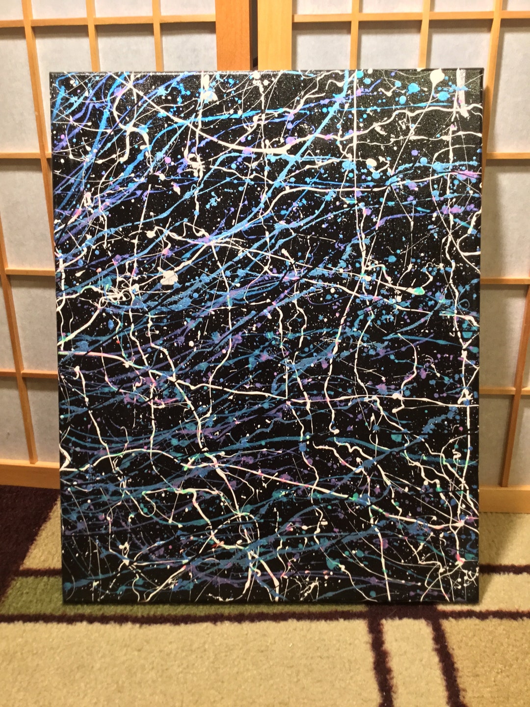 Jackson Pollock Style Painting 16" X 20”, No. 200. Signed by Artist ...
