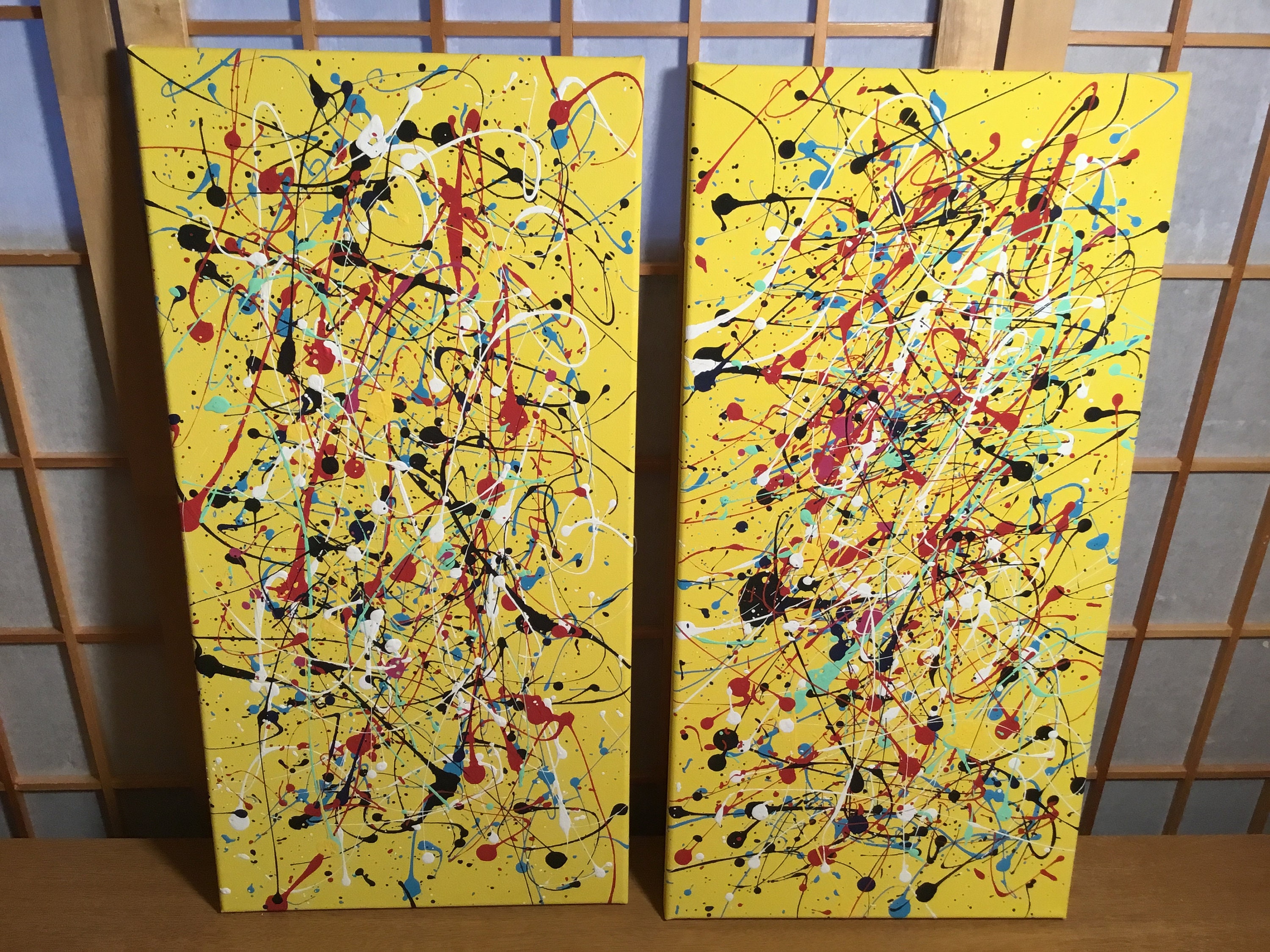 Jackson Pollock Style Paintings 2 Paintings Each 10 X - Etsy