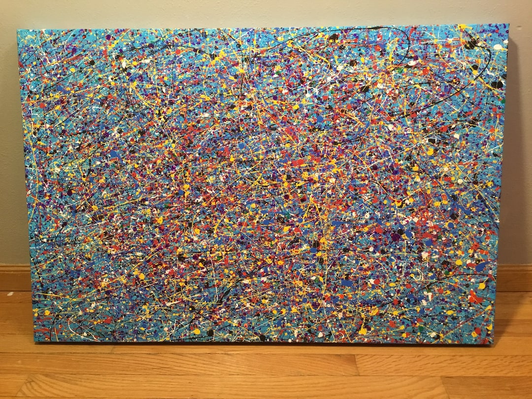 Jackson Pollock Style Painting on Canvas, 24" X 36" X 1 1/2" Abstract ...
