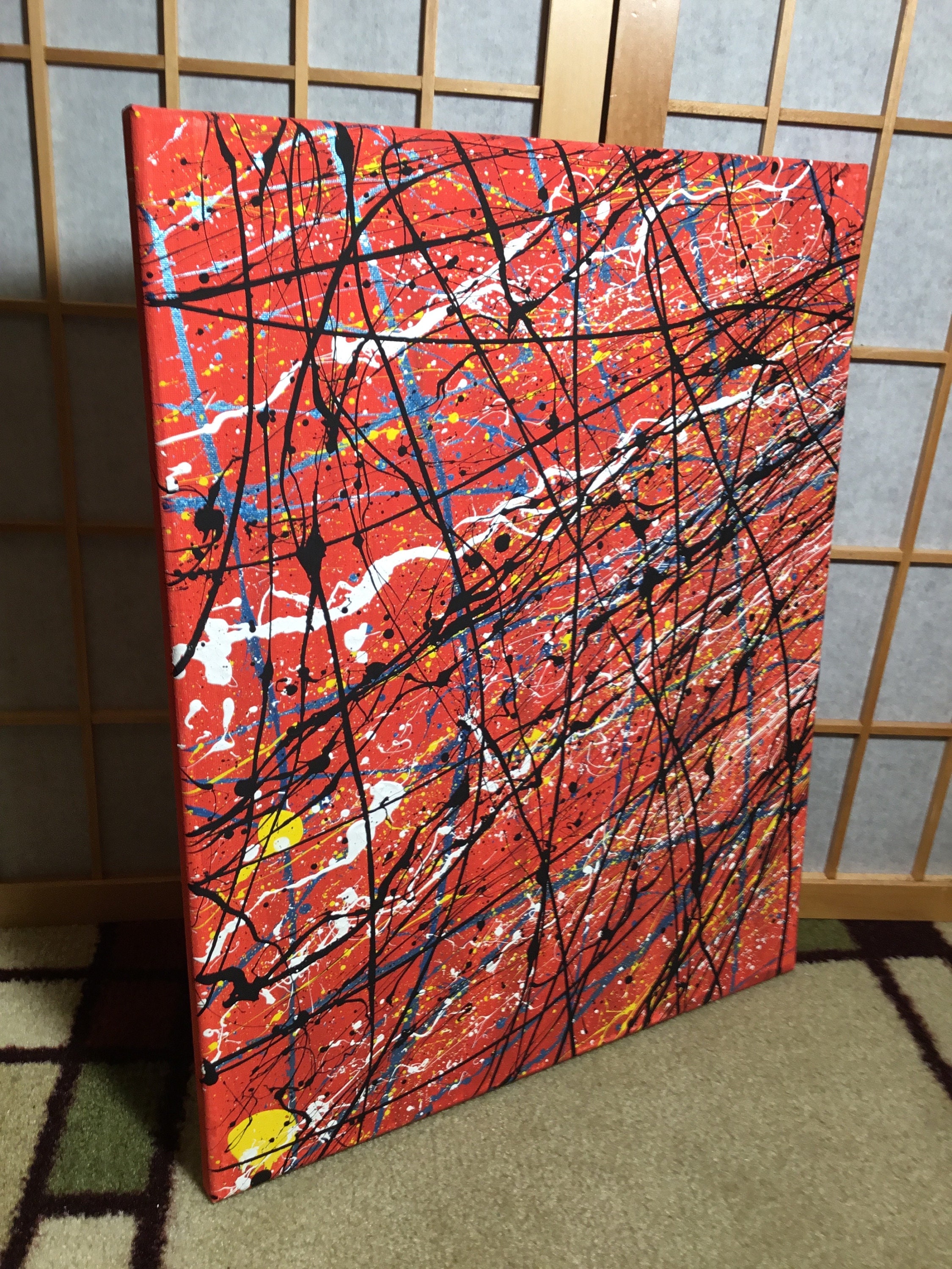 Jackson Pollock Style Painting 16" X 20”, No. 238. Signed by Artist ...