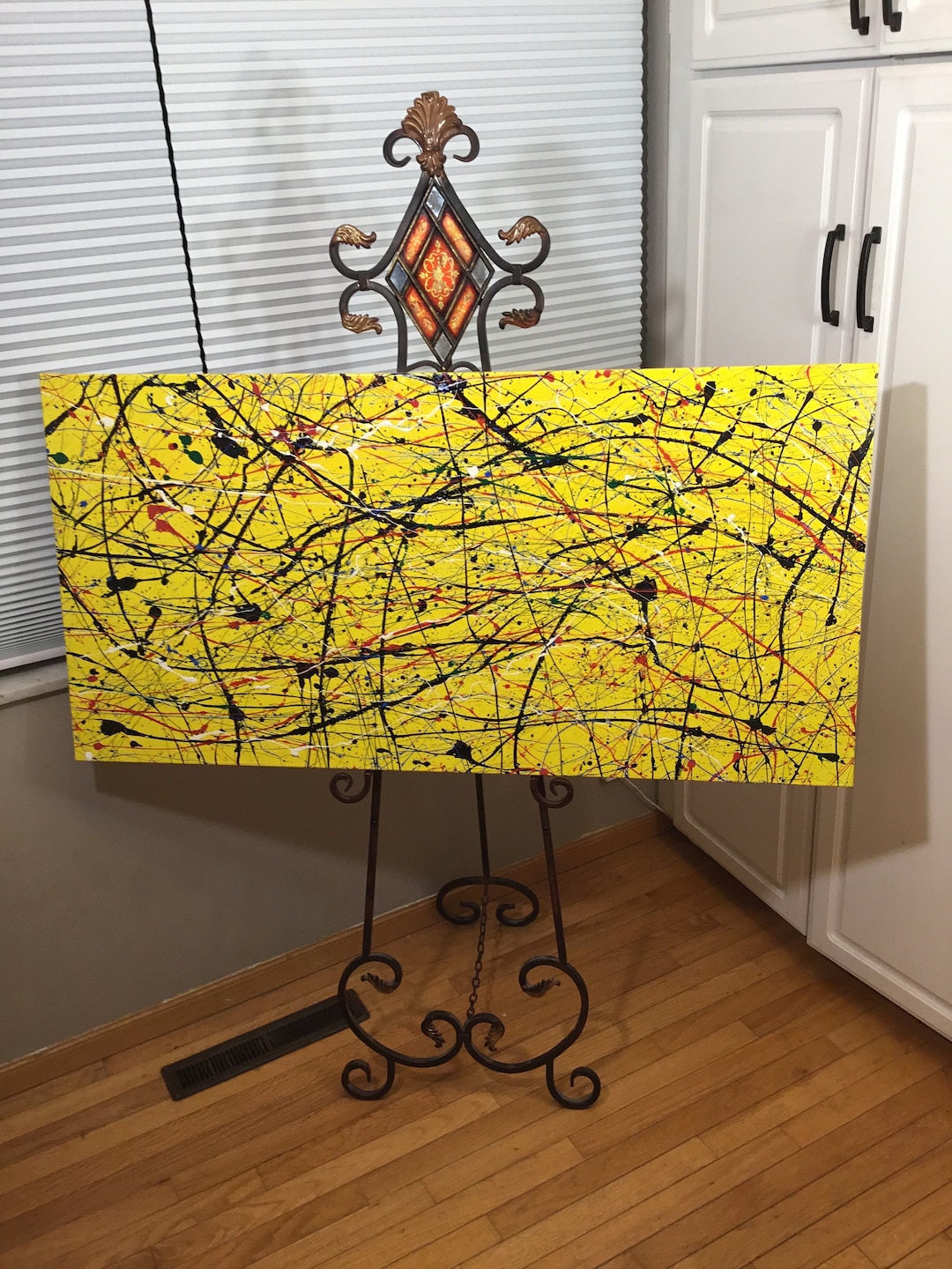 Jackson Pollock Style Painting 24 X 48 X 1 1/2, No. 151. Abstract ...