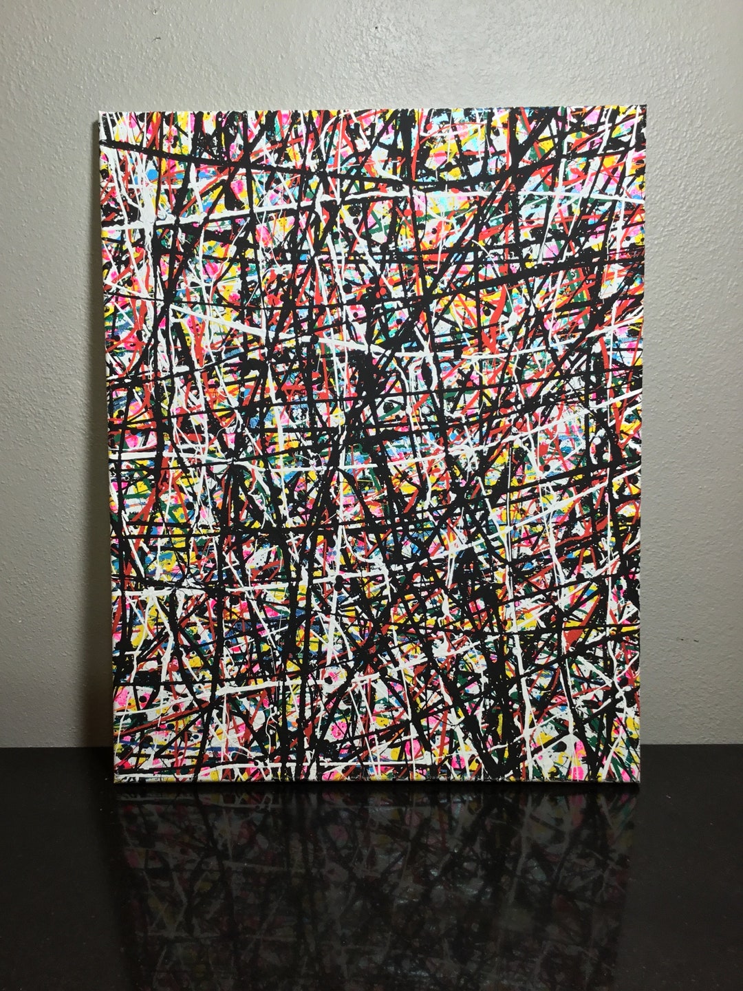 Jackson Pollock Style Painting 16" X 20”, No. 191. Signed by Artist ...