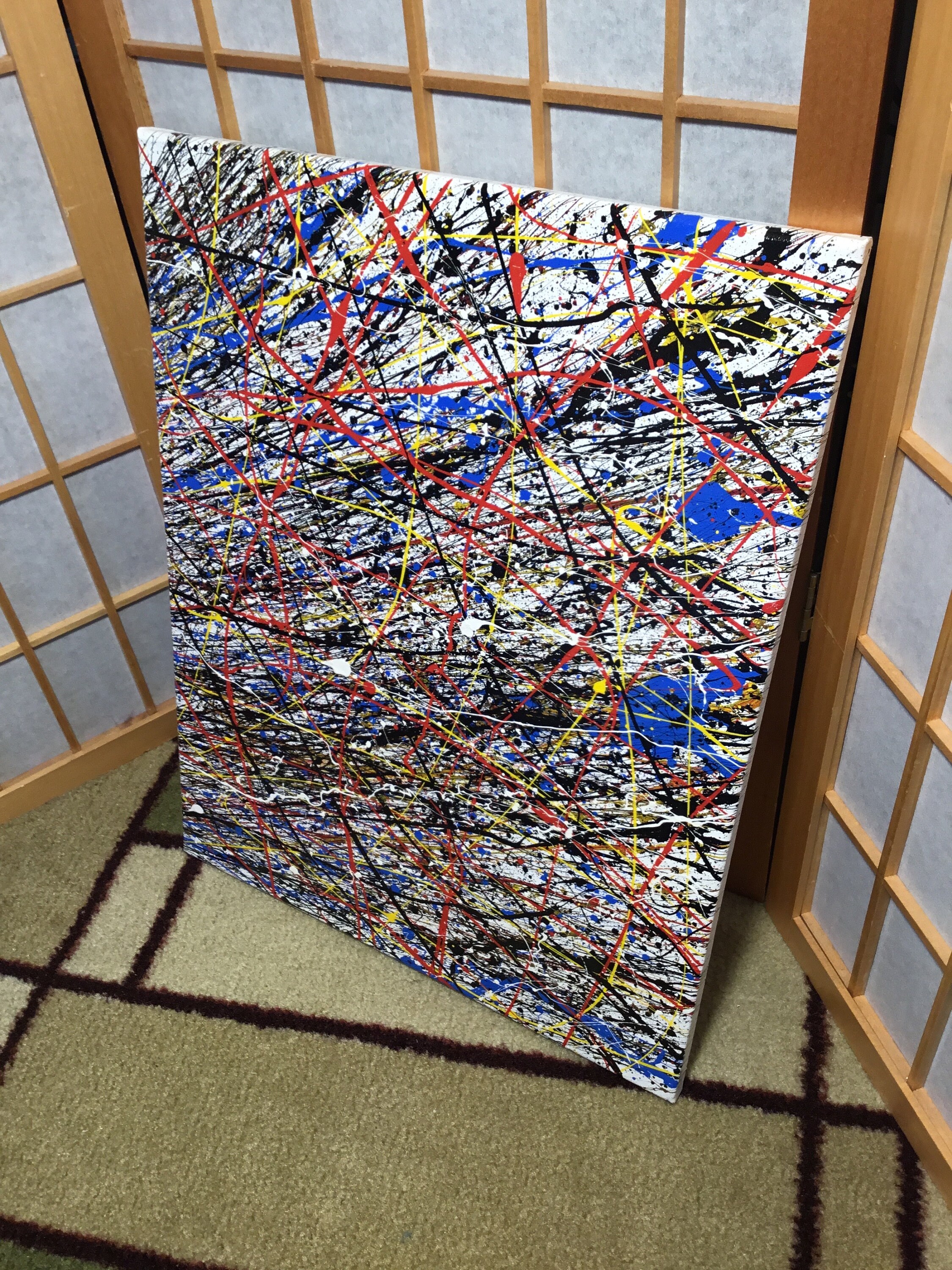 Jackson Pollock Style Painting 16" X 20”, No. 223. Signed by Artist ...