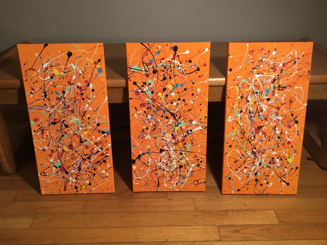 Jackson Pollock Style Paintings 3 Paintings Each 10 X - Etsy