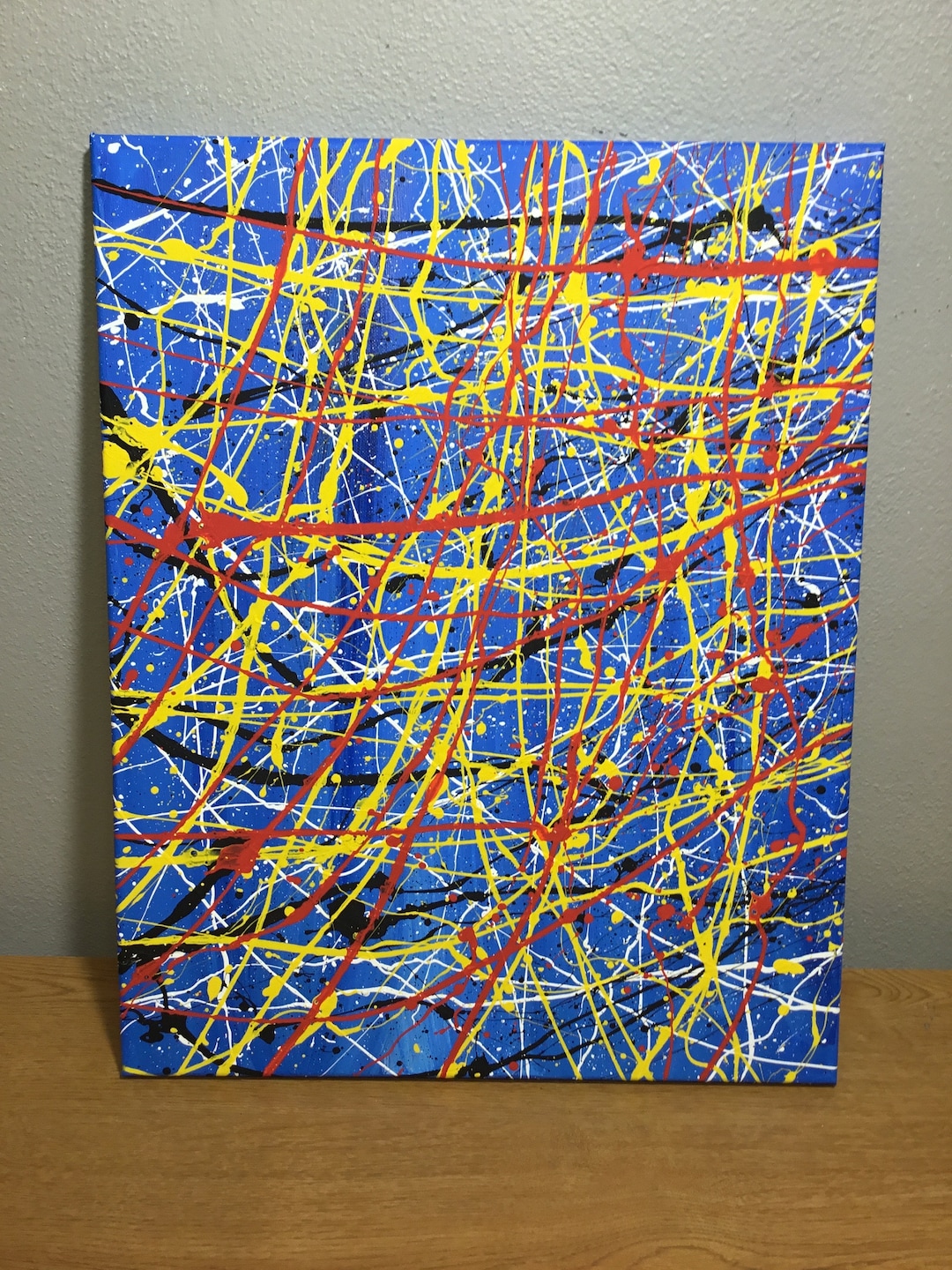 Jackson Pollock Style Painting 16" X 20”, No. 196. Signed by Artist ...