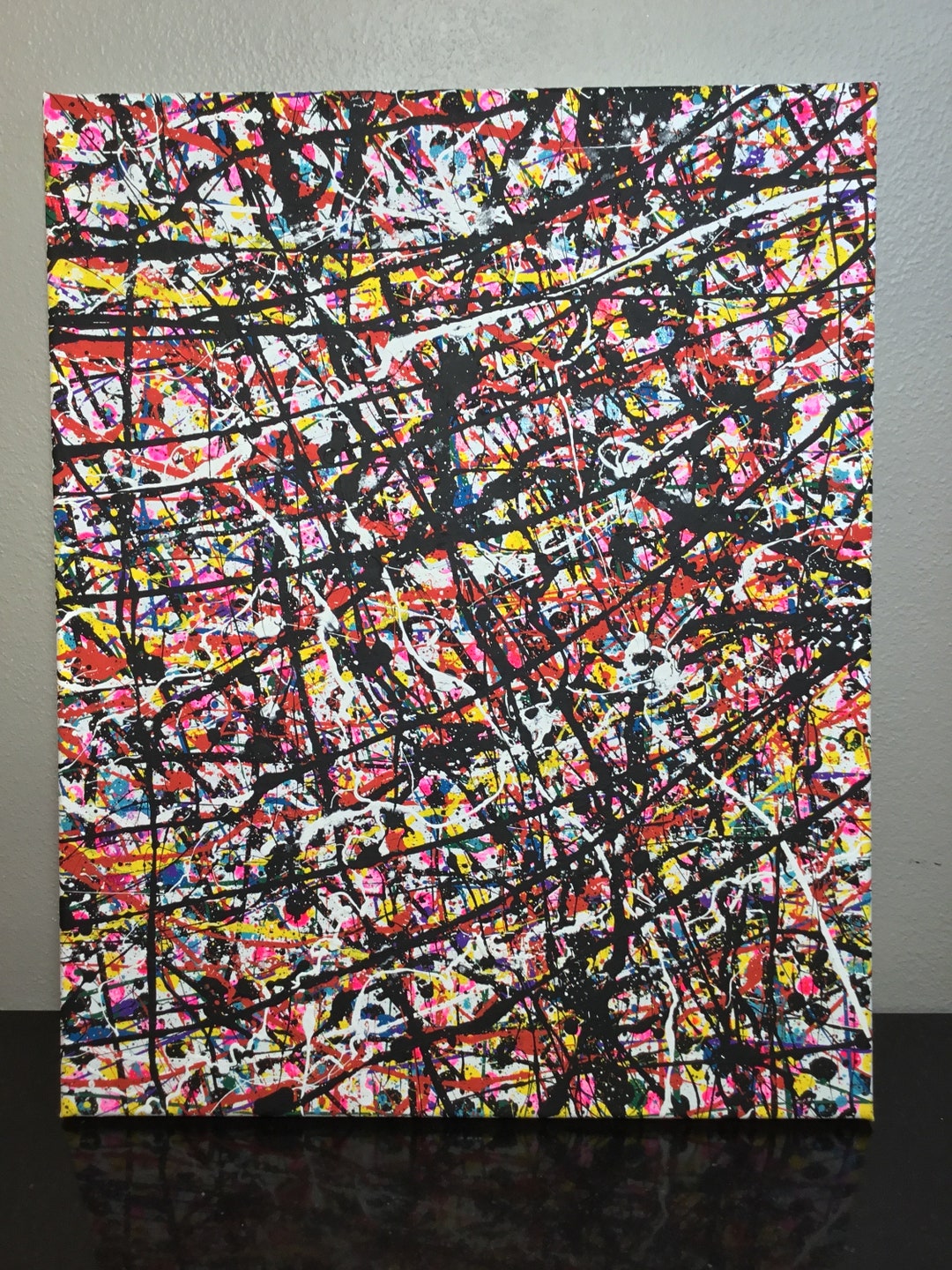 Jackson Pollock Style Painting 16" X 20”, No. 192. Signed by Artist ...