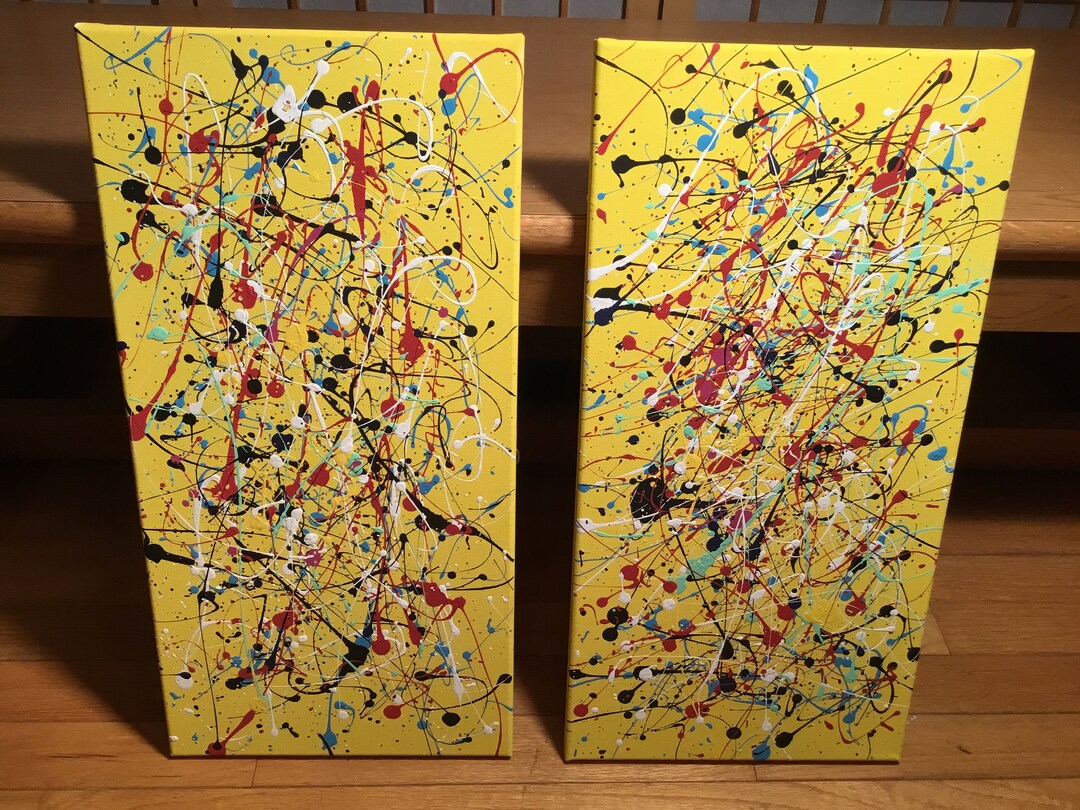 Jackson Pollock Style Paintings 2 Paintings Each 10 X - Etsy