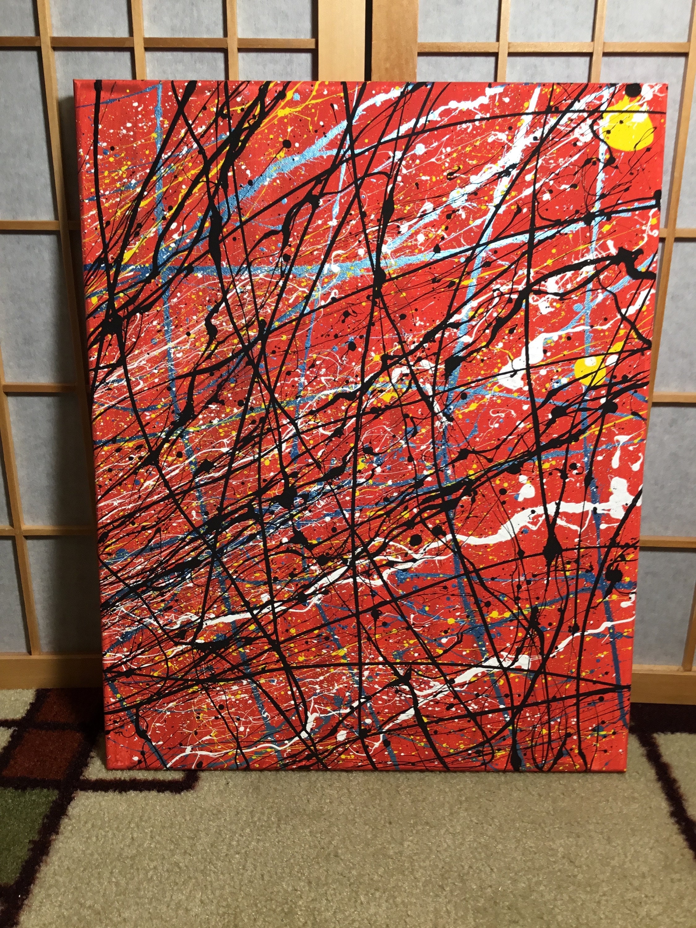 Jackson Pollock Style Painting 16" X 20”, No. 238. Signed by Artist ...