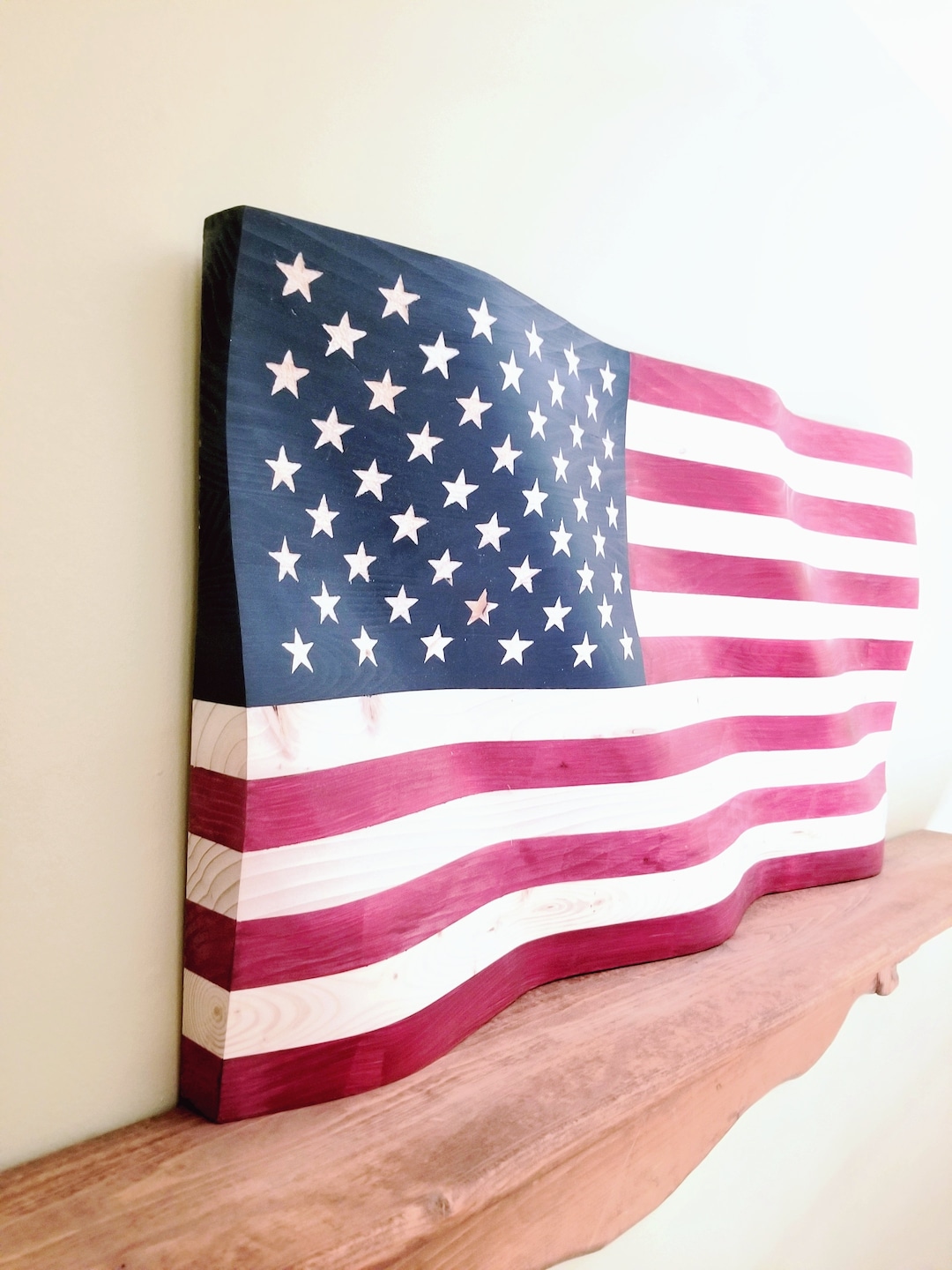 Waving Wood American Flag Wood Wall Art American Flag Patriot Wood Art ...