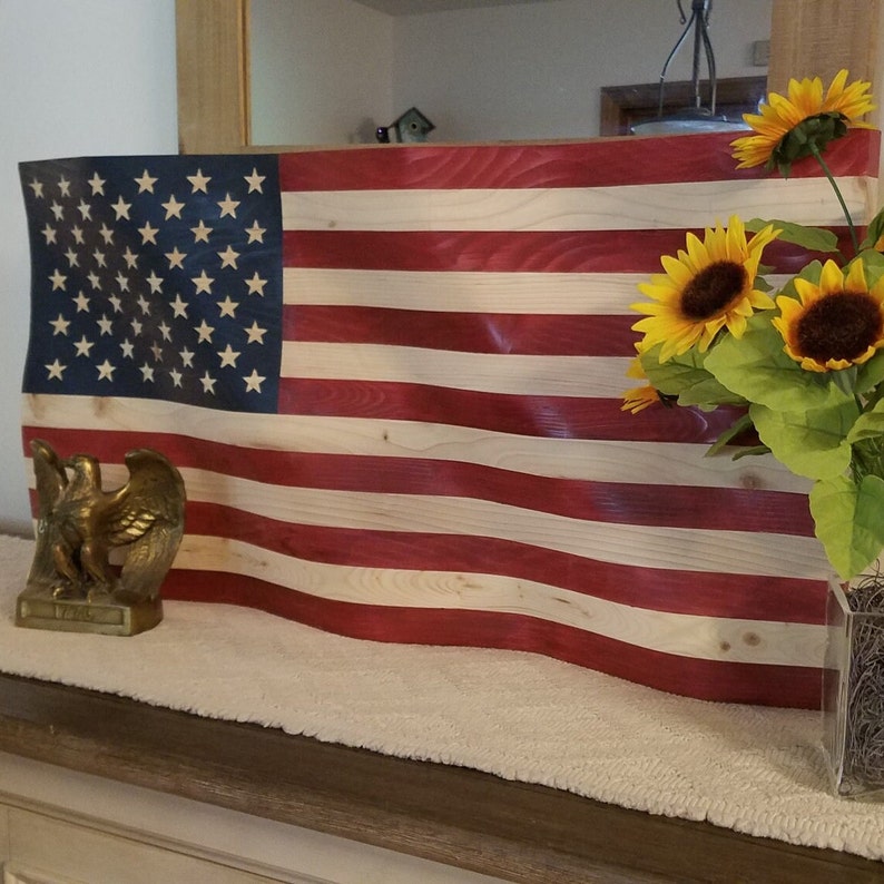 Waving Wood American Flag Wood Wall Art American Flag Patriot Wood Art ...