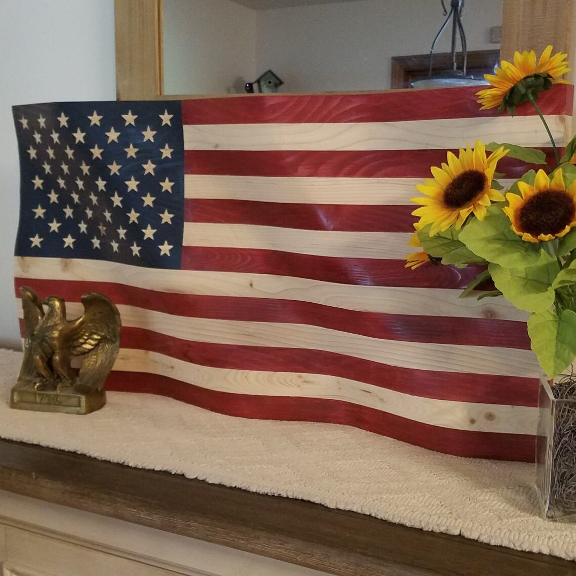 Waving Wood American Flag Wood Wall Art American Flag Patriot Wood Art ...
