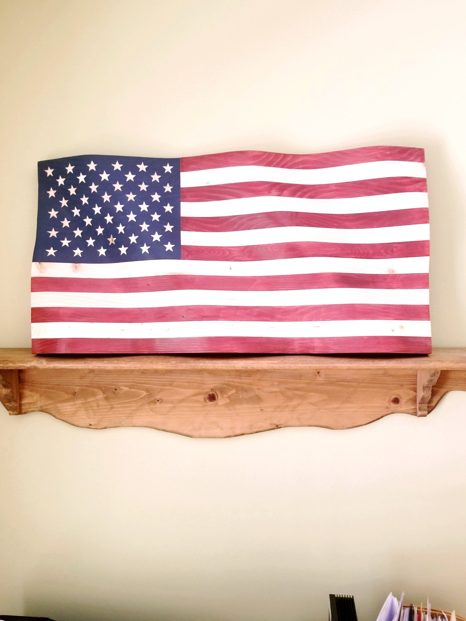 Waving Wood American Flag Wood Wall Art American Flag Patriot Wood Art ...