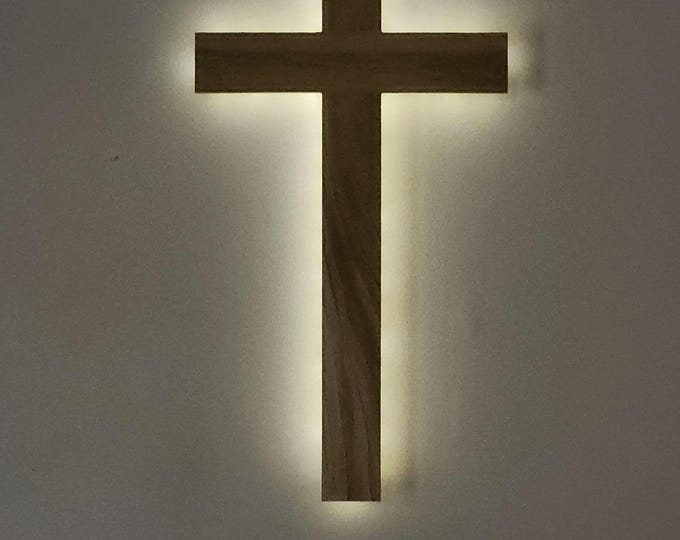 4' Backlit Wood Cross Easter Christian Wood Cross LED Backlighted ...