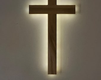 3' Tall Lighted Wood Cross Easter Christian Wood Cross Backlighted ...